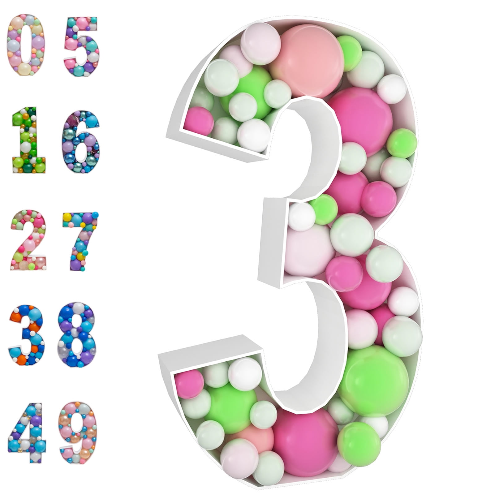3FT Mosaic Balloon Frame Number 3 Marquee Easy to Assemble Numbers ...