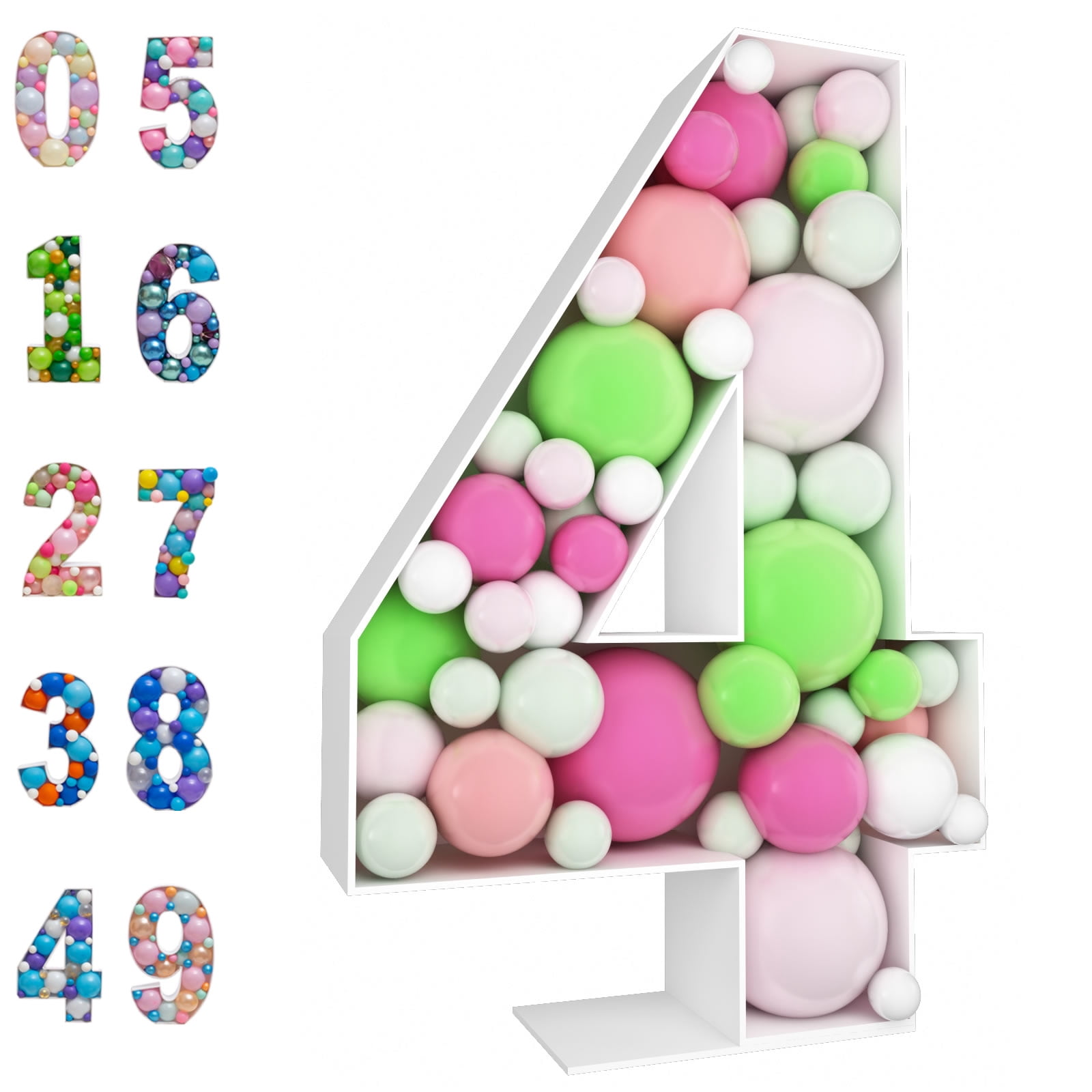 3FT Mosaic Balloon Frame Number 4 Marquee Easy to Assemble Numbers ...