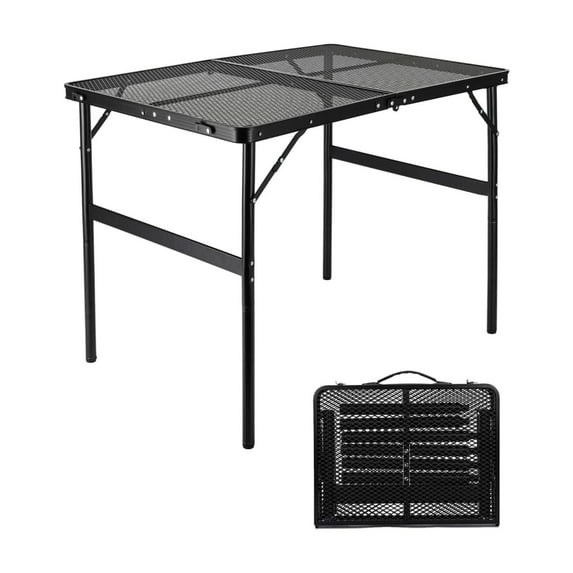 3FT Outdoor Folding Table Heavy Duty Aluminum Frame with Steel Mesh Top ...