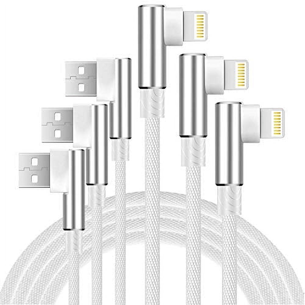 3FT Phone Charger Cable, 3-Pack 90 Degree Right Angled Data Line USB ...