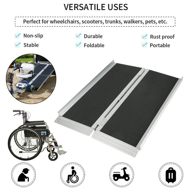 3FT Portable Wheelchair Ramp Non Skid Aluminum Foldable Mobility ...