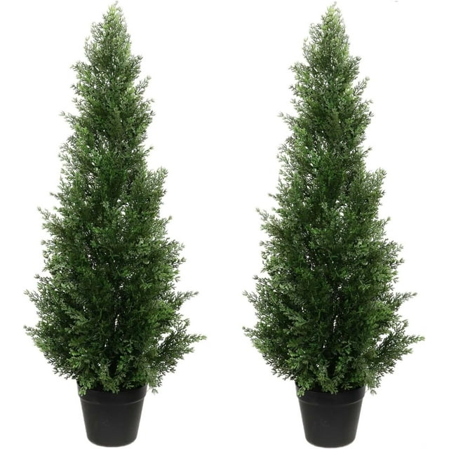 3FT Pre-Potted Evergreen Artificial Cedar Trees for Front Porch ...