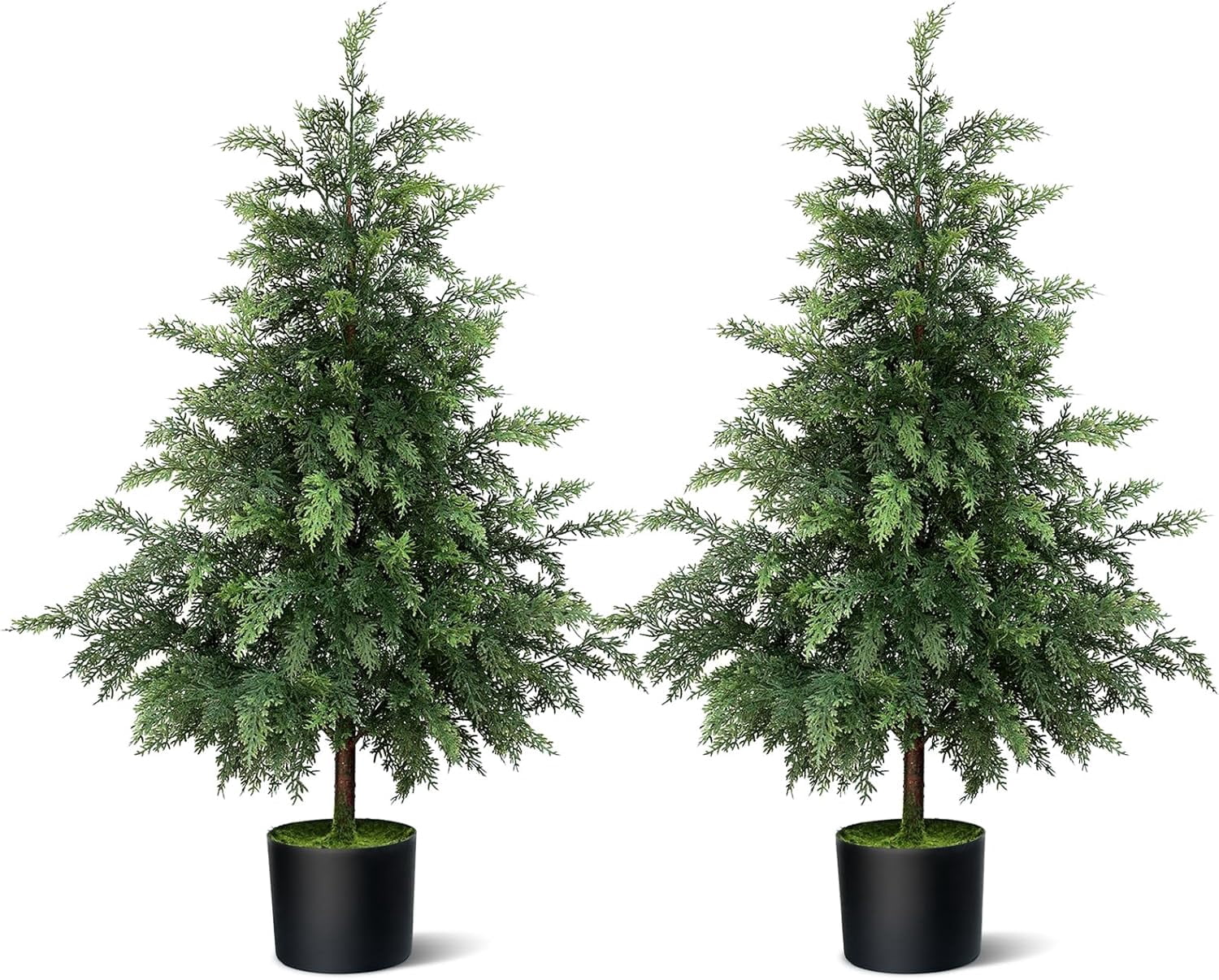 3FT Real Touch Cedar Topiary Trees for Front Porch Decor, Artificial ...
