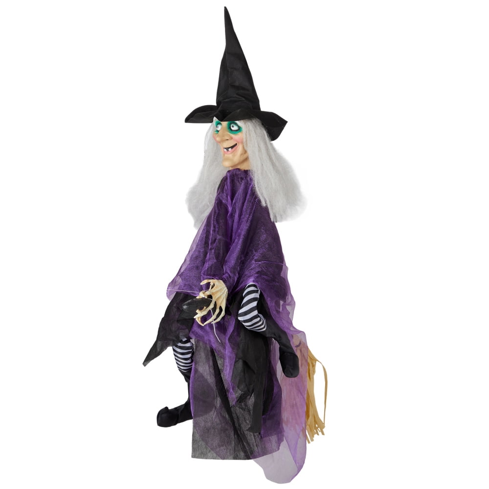 3FT Witch Decoration, Scary Toy with Eyes Red Light, Voice-Activated ...