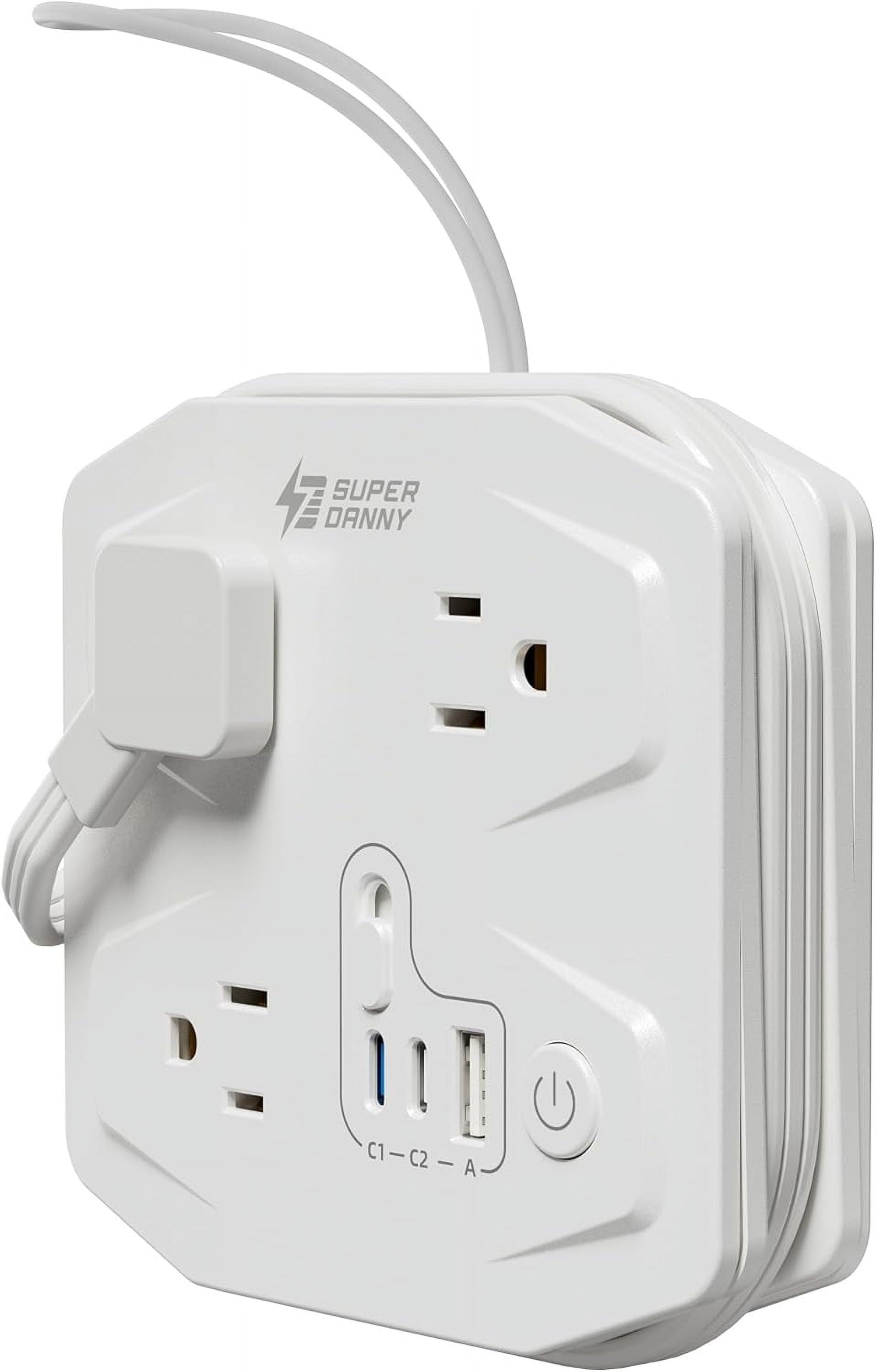 3FT Wrap-Up Travel Power Strip with 6FT Extension Cord 3 Outlets and 3 ...