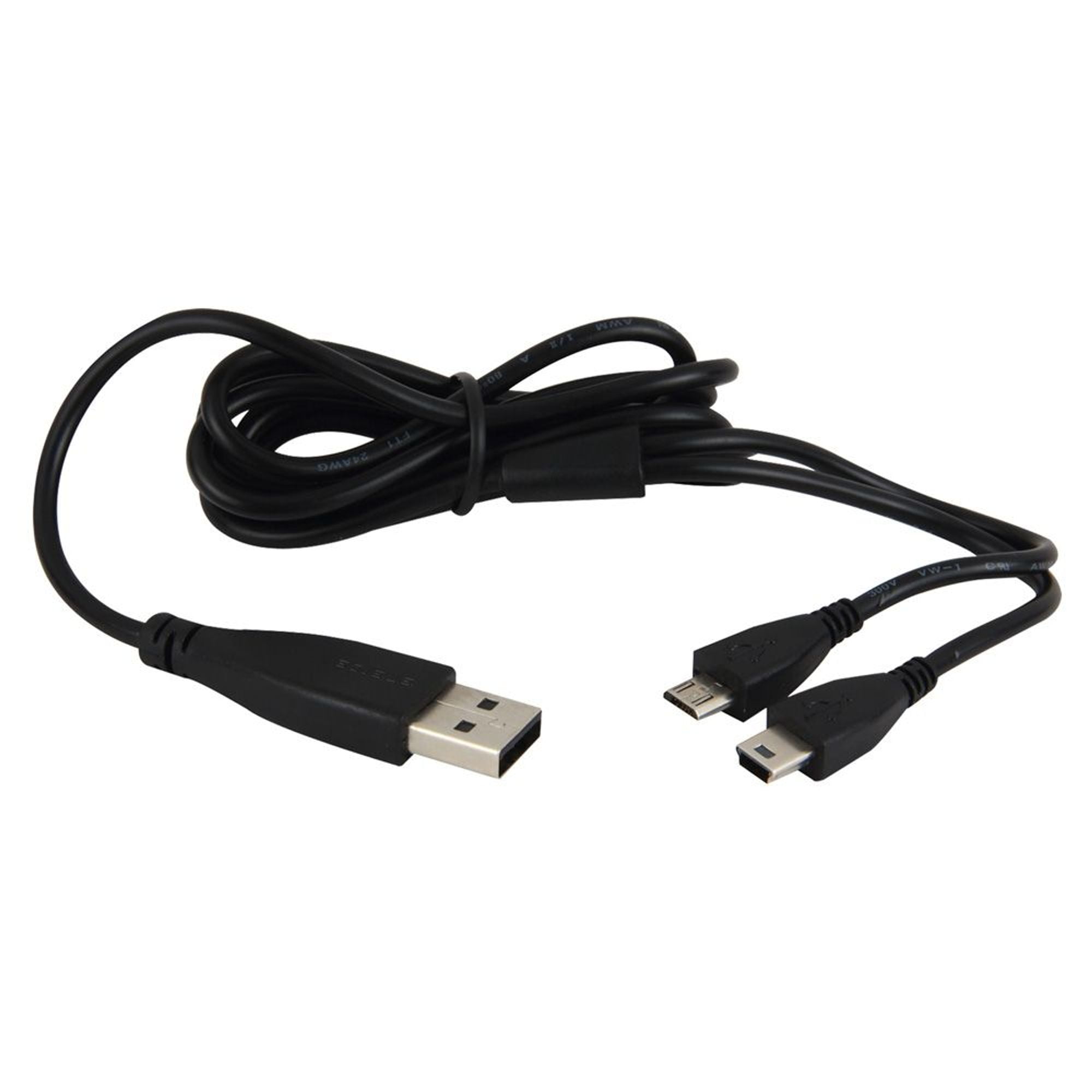 3Ft 3' Mini & Micro 2 in 1 USB Charging Sync & Data Cable, Black ...