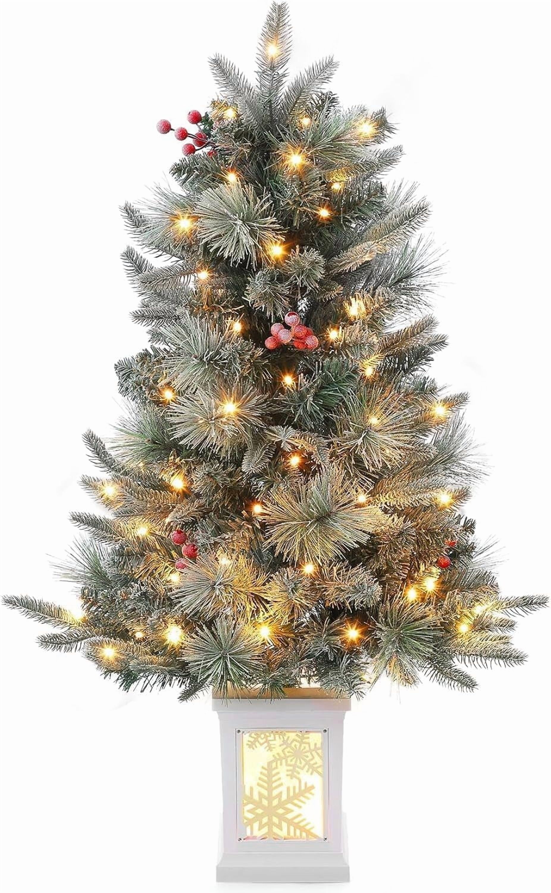 3Ft Pre-Lit Christmas Tree with Snowflake Ornaments,380 Branch Tips ...