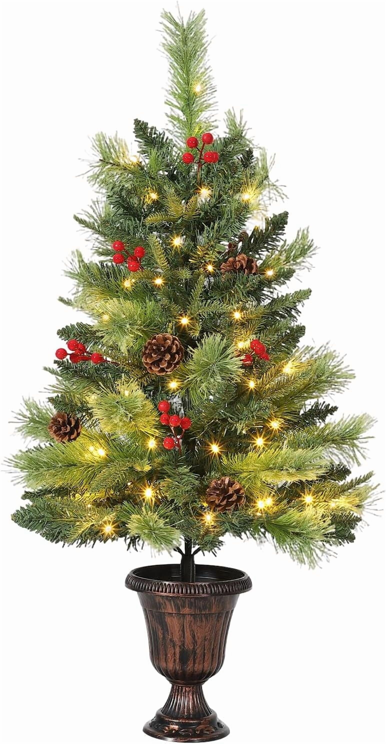3Ft Small Xmas Tree with 70 LED Lights, Mini Tabletop Christmas Tree ...