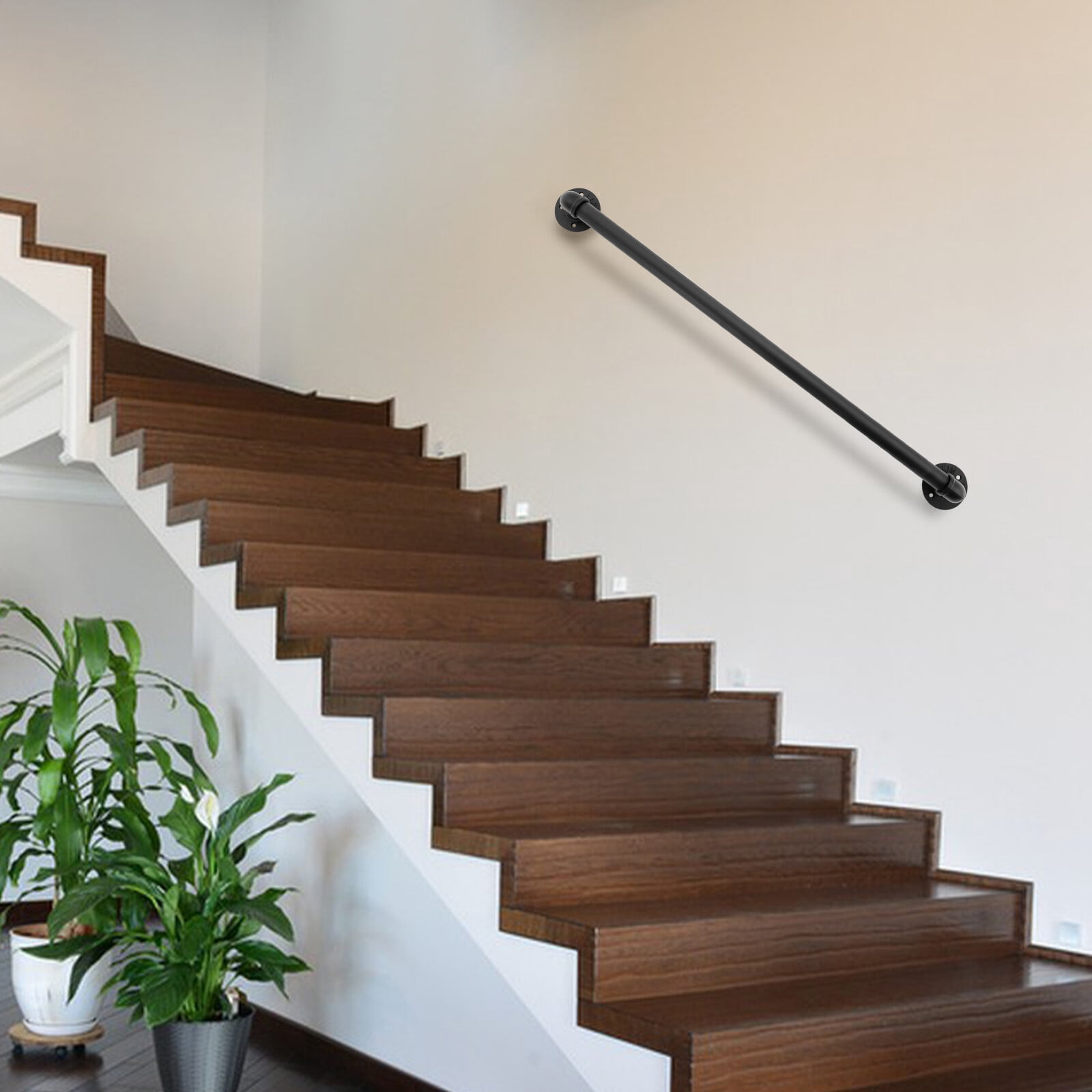 3Ft Stair Handrail, 1.26in Galvanized Steel, 3.15in Wall Clearance ...