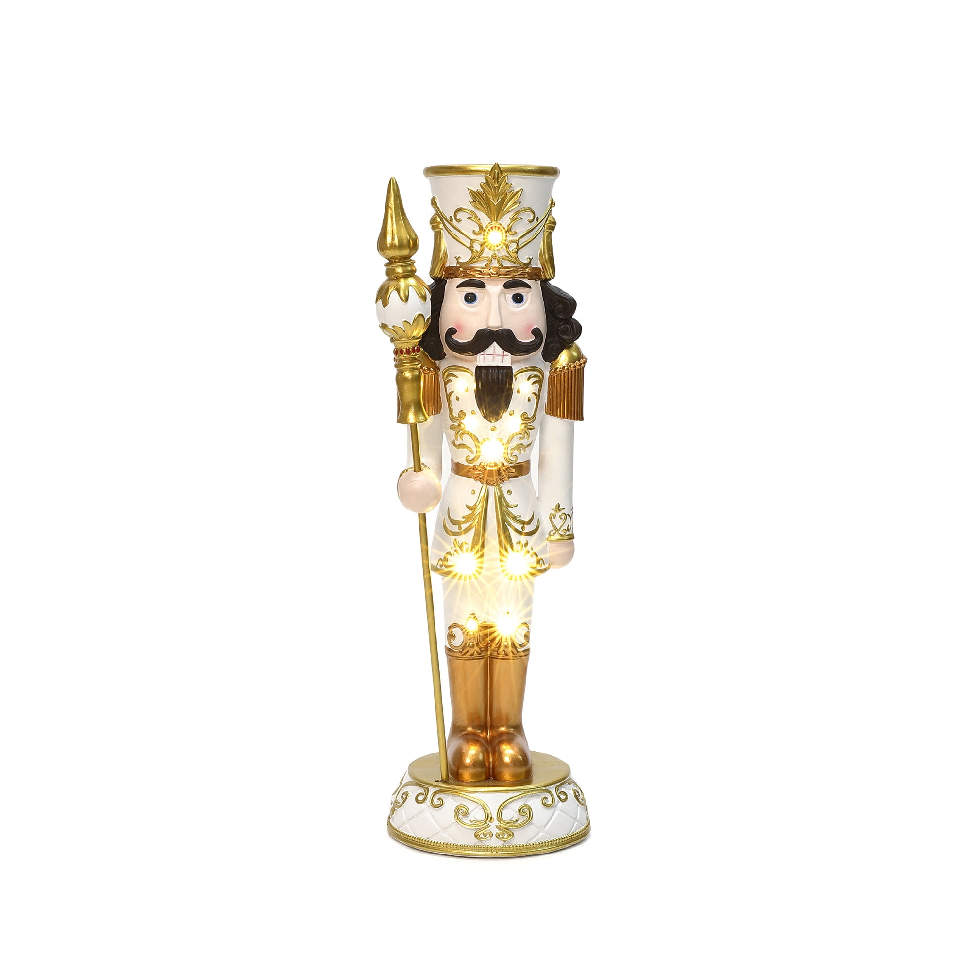 3Ft Tall White and Gold Nutcracker Soldier Decoration with Scepter and ...