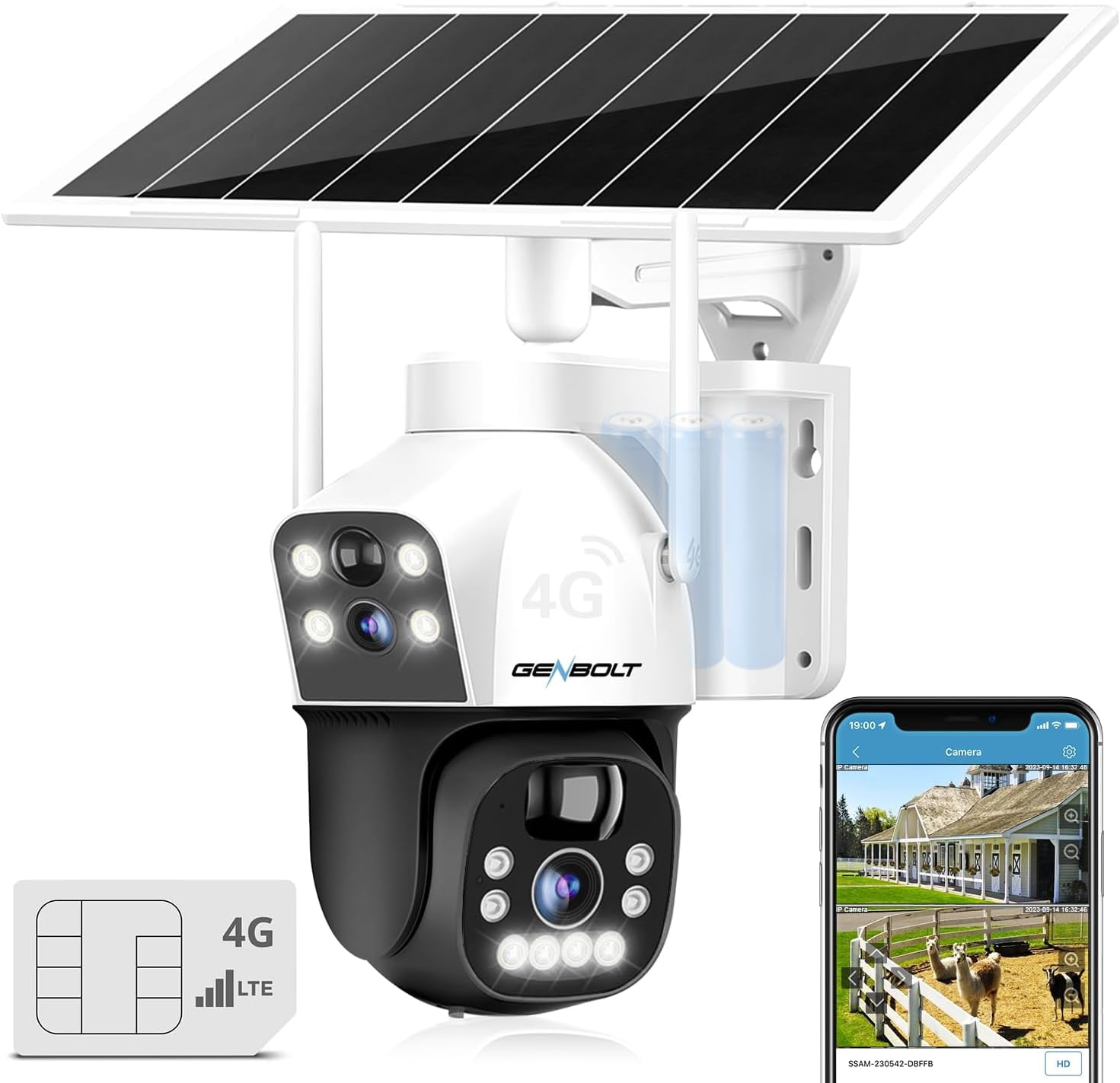 3G/4G LTE Cellular Solar Security Camera Outdoor Wireless, 8W 15600mAh ...