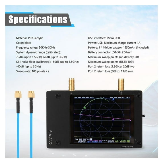 3G S-A-A-2 V2 Vector Network Analyzer Digital Nano VNA Tester USB Logic ...