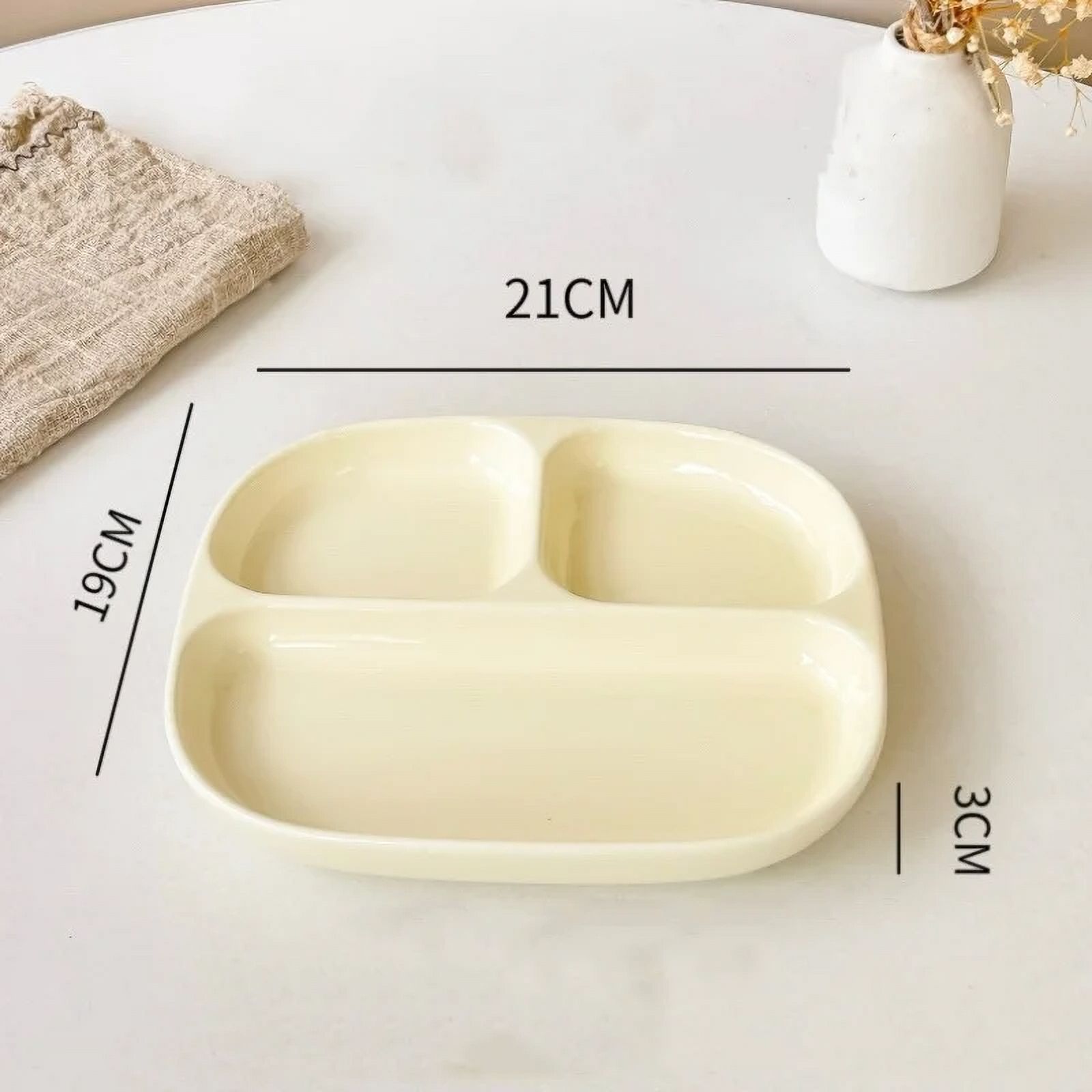3Grid Ceramic Dinner Plates Solid Color Serving Dishes Salad Dinnerware ...