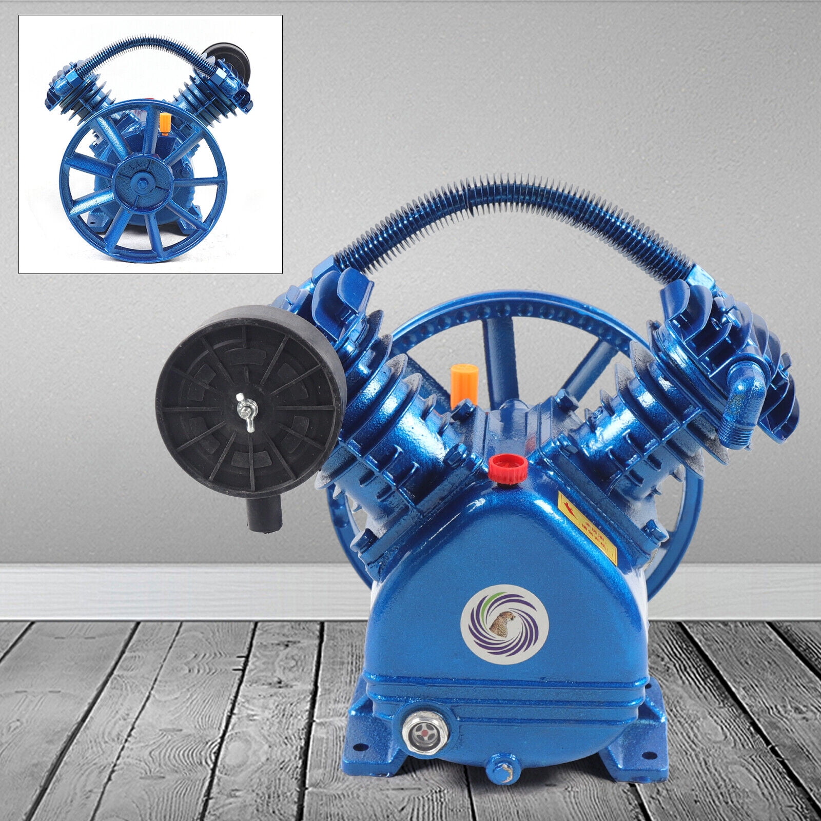3HP V Style Twin Cylinder Air Compressor Pump Motor Head Air Tool ...