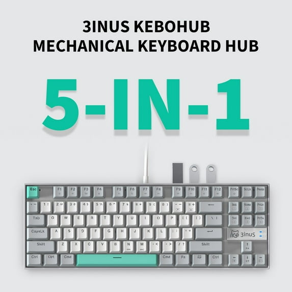 3INUS KEBOHUB EE01 Wired 87 Keys Mechanical Keyboard with 5-in-1 USB ...