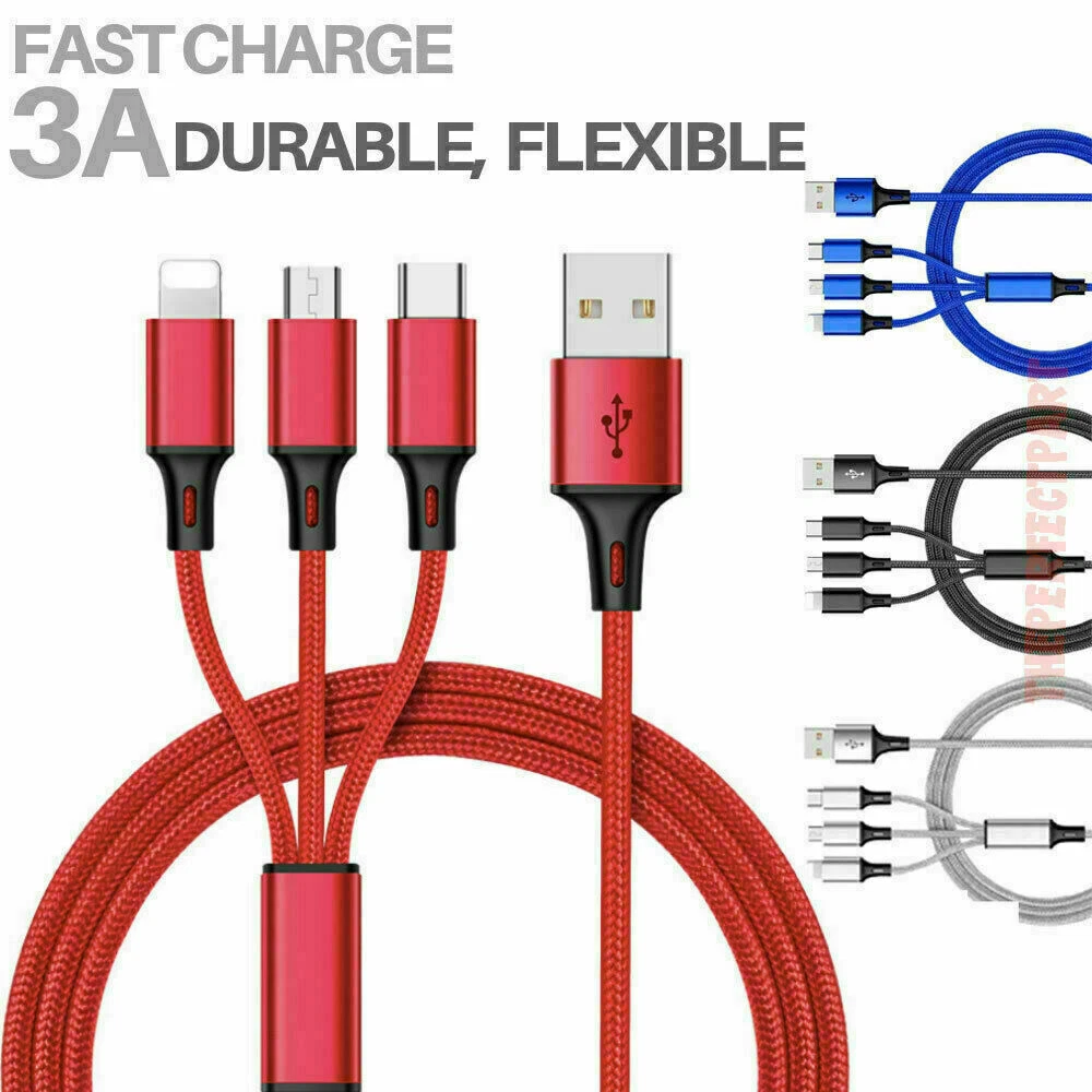 3In1 Split Universal Cable Charger Multi Function Phone Charger Cord ...