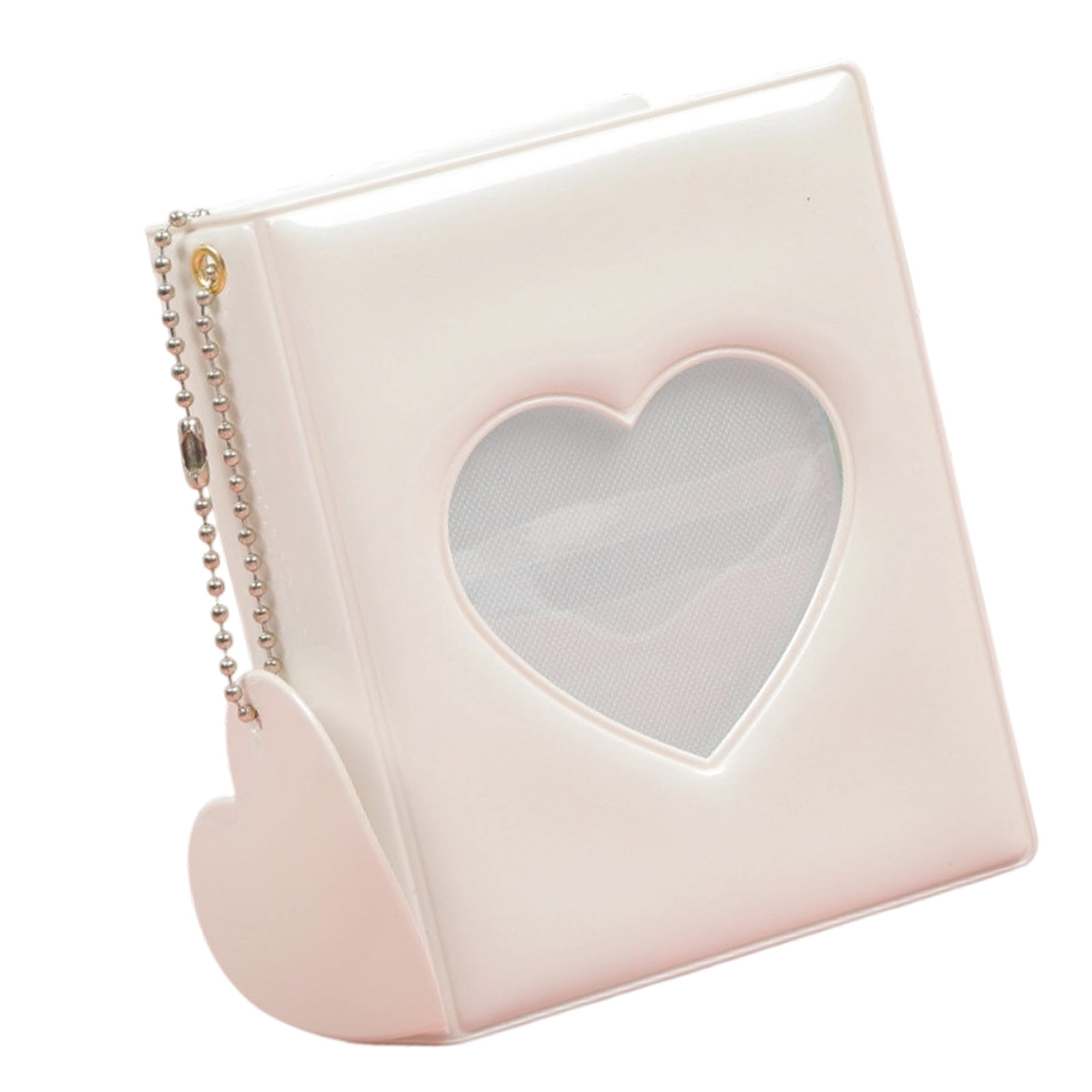 3Inch Small Photo Album Heart Shape Cutout PVC Cover with 32 Pocket ...