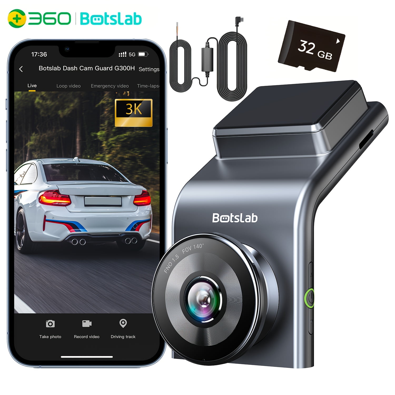 3K Front Car Dash Cam with 140° Wide Angle, Built-in WiFi GPS, Night ...