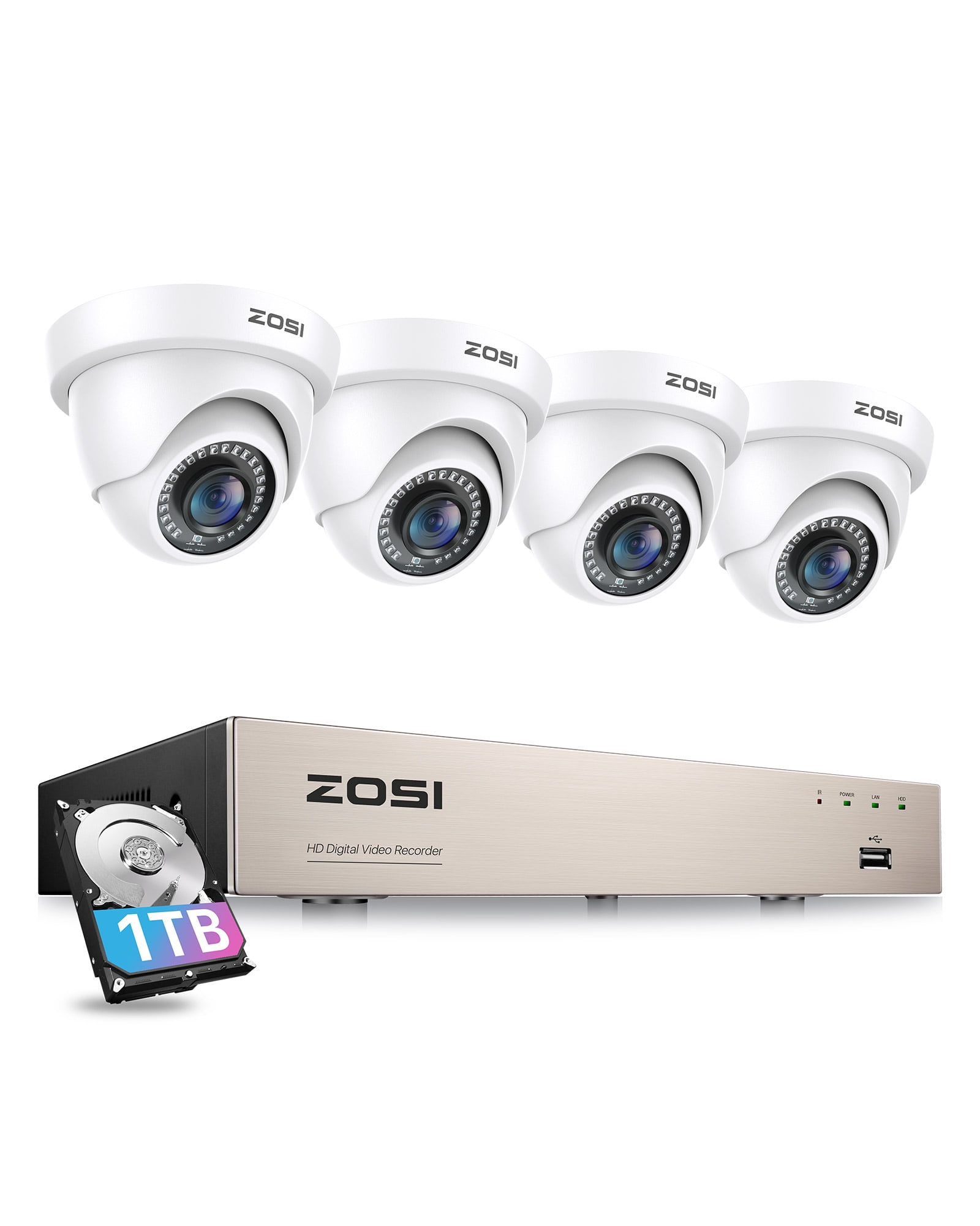 3K Lite Security Camera System, ZOSI H.265+ 8CH Wired DVR with 1TB HDD ...