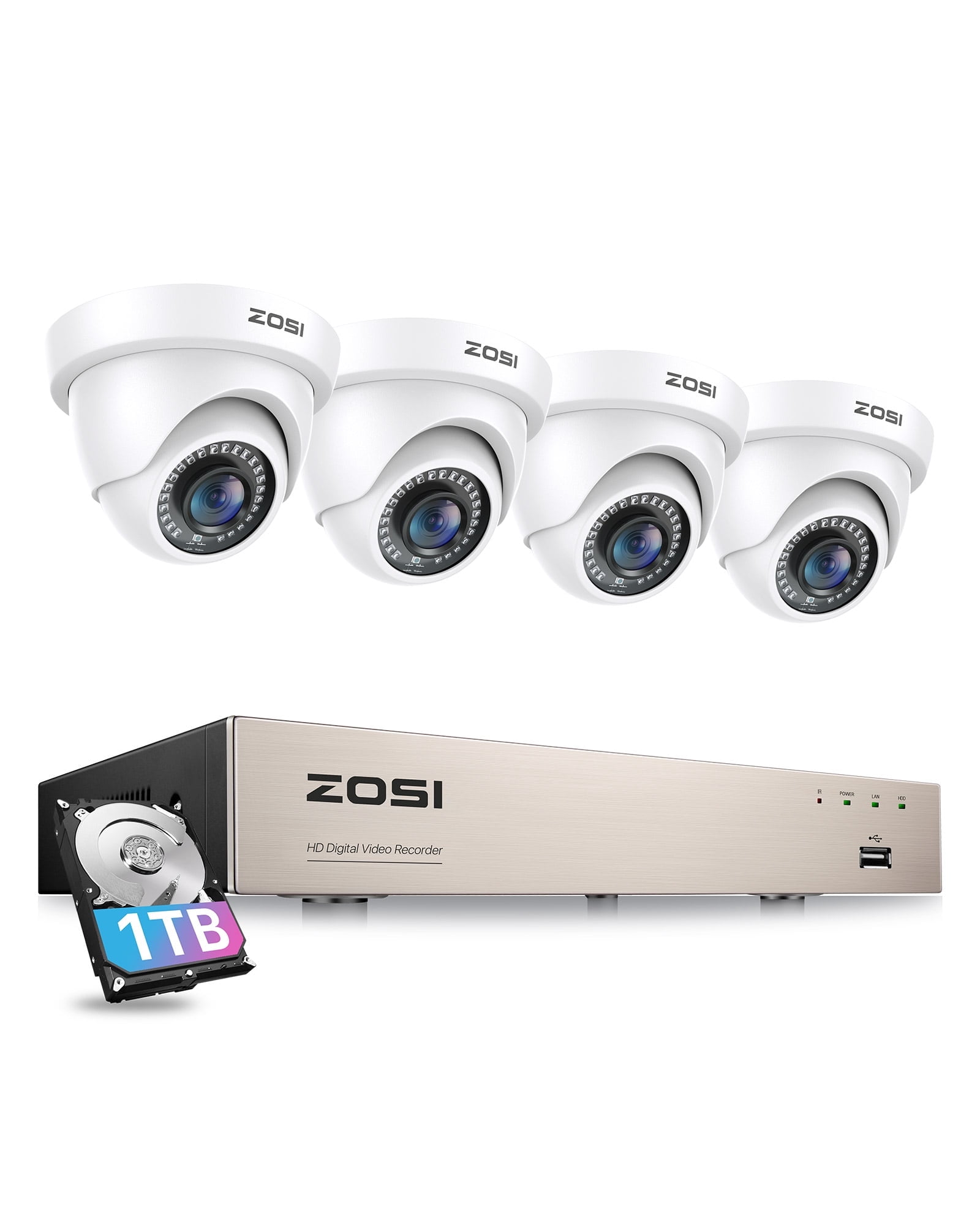 3K Lite Security Camera System, ZOSI H.265+ 8CH Wired DVR with 1TB HDD ...