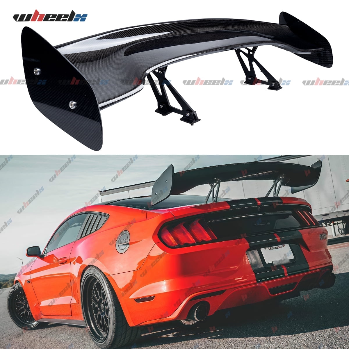 3K Real Carbon Fiber 57inches Universal Rear Spoiler, Adjustable Angles ...