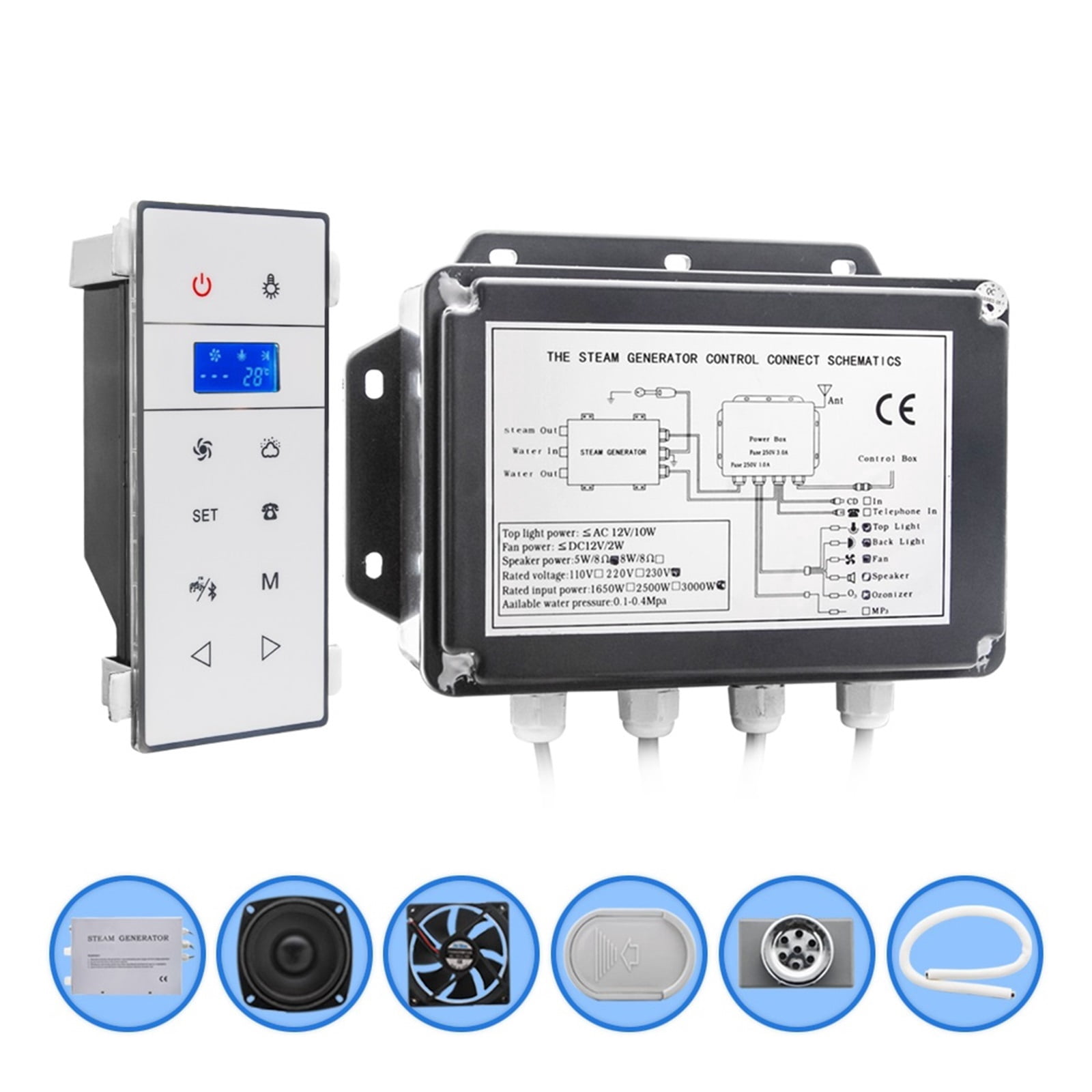 3KW AC Black Shower Steam nerator, Wet Sauna Steam With Time ...