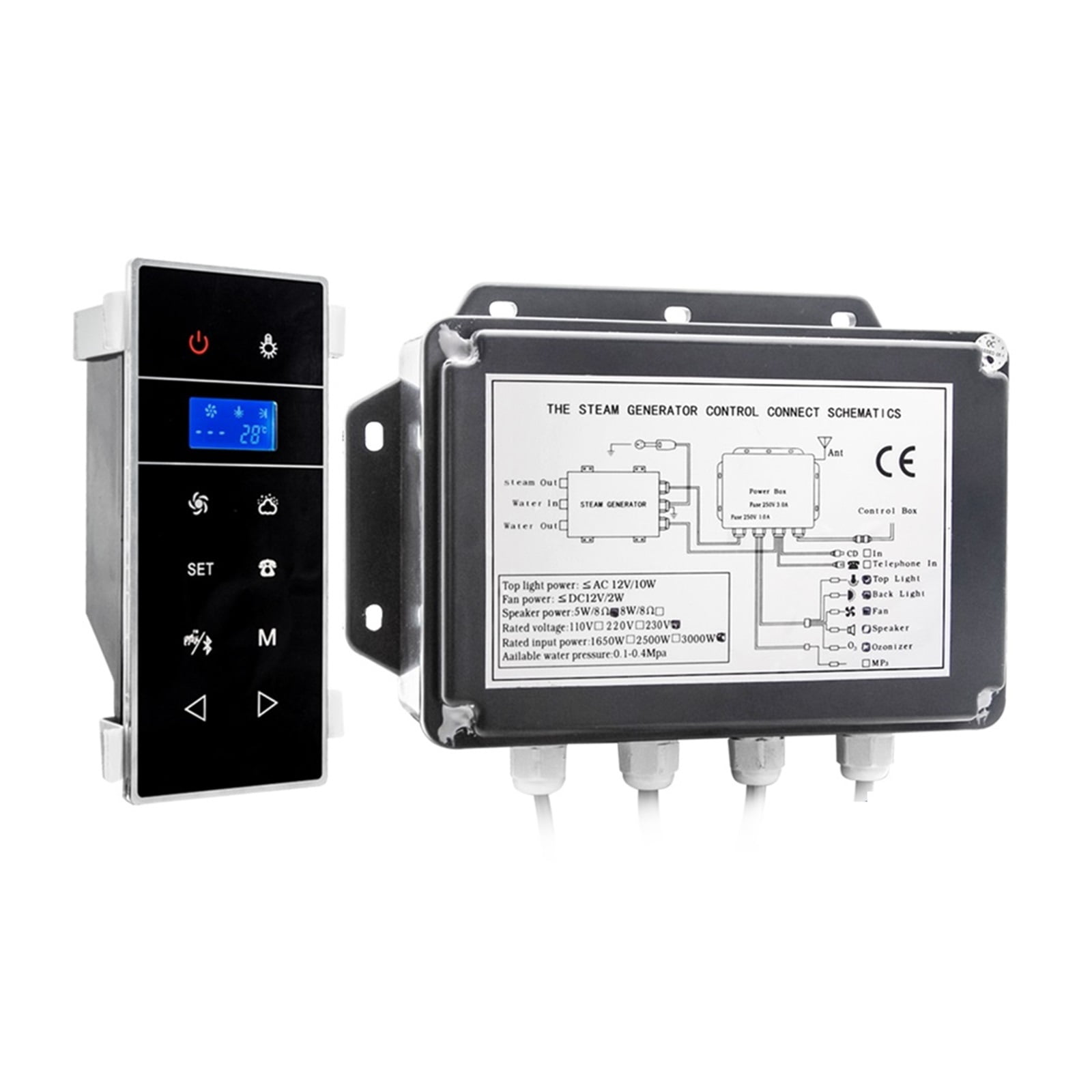 3KW AC Black Shower Steam nerator, Wet Sauna Steam With Time ...