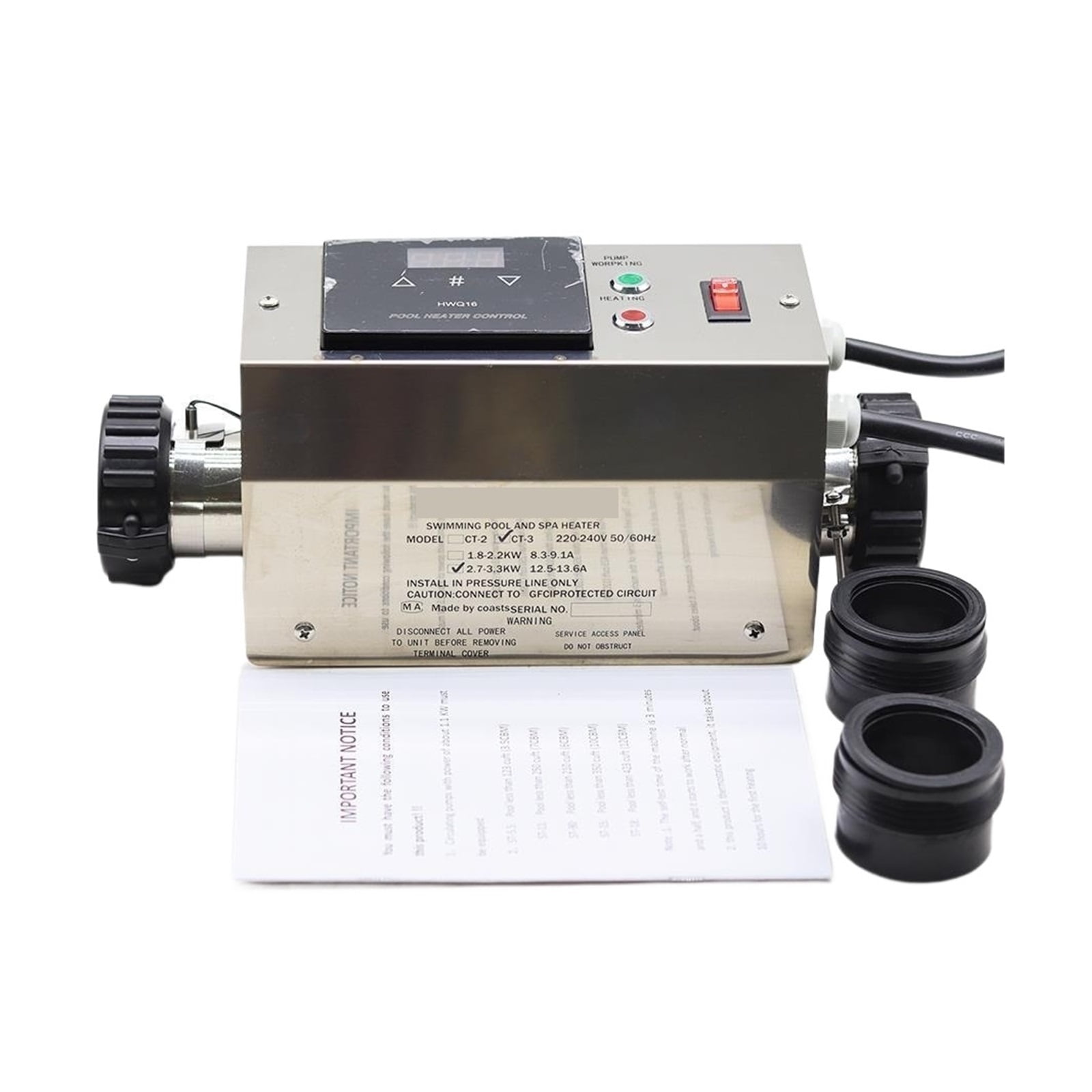 3KW Pool Heater Electric Swimming Pool And SPA Bath Heating Tub Water ...