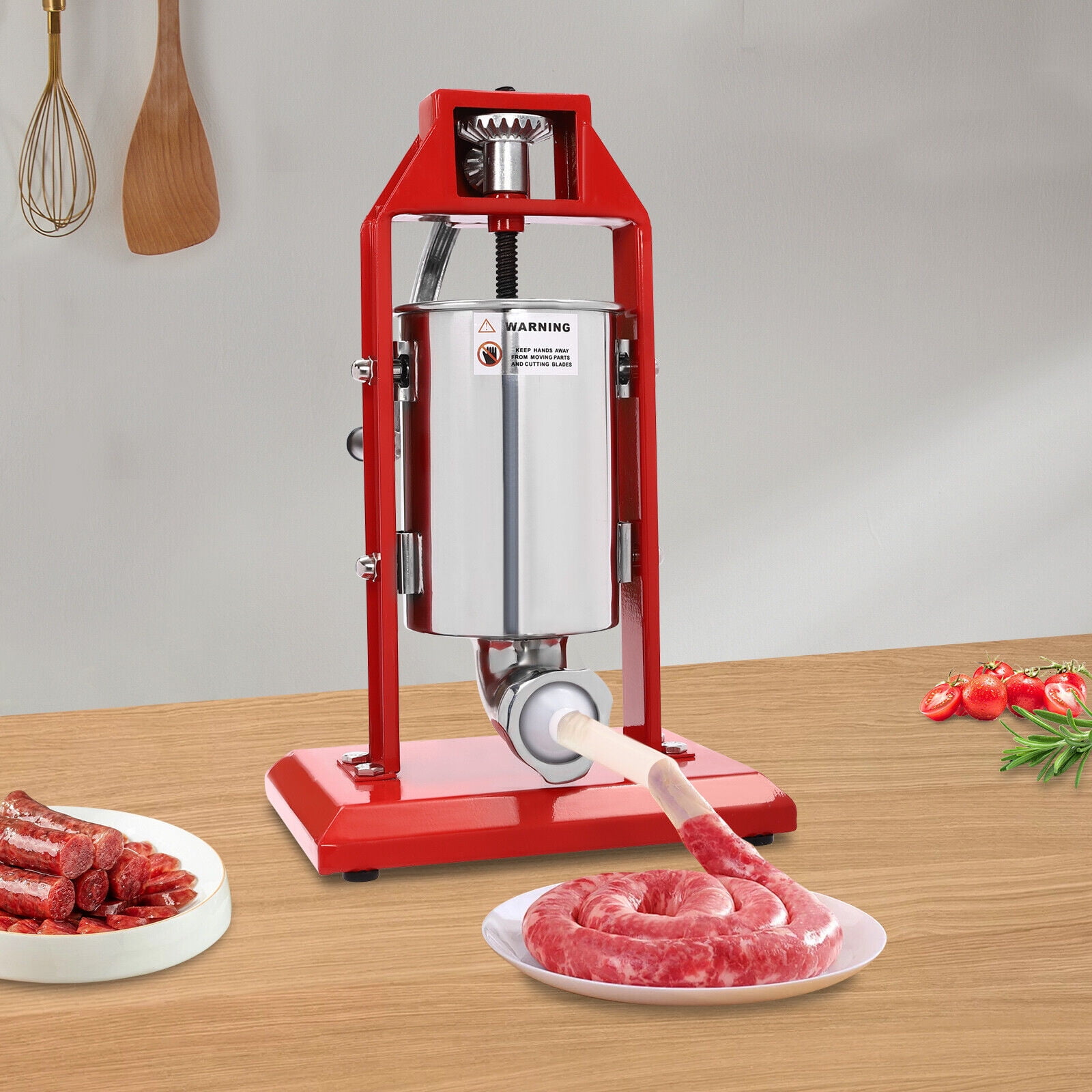 3L/0.79gal Vertical Hand Crank Sausage Maker Sausage Stuffer Sausage ...