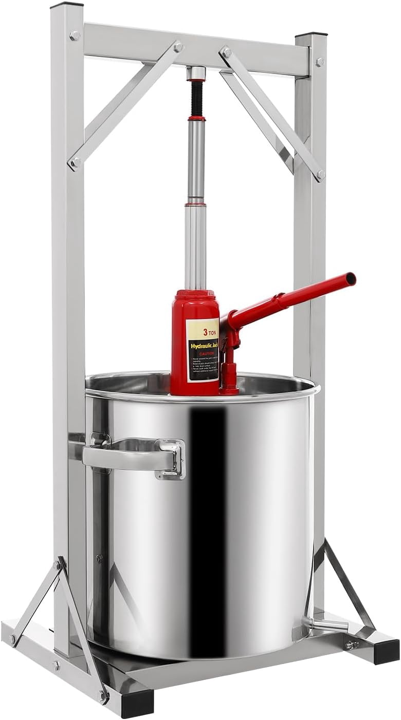 3L/0.8Gal Fruit Wine Press, Fruit Cider Grinder w/Dual Stainless Steel ...