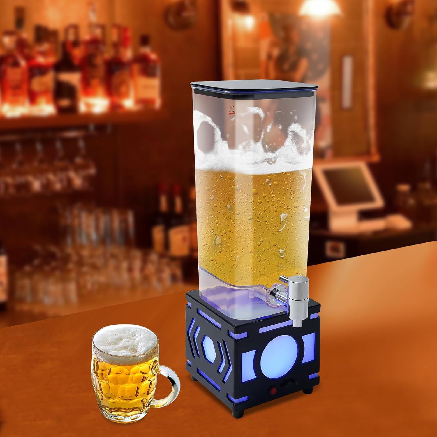 3L/100oz Beer Tower Dispenser, LED Color Flash Beverage Dispensers ...