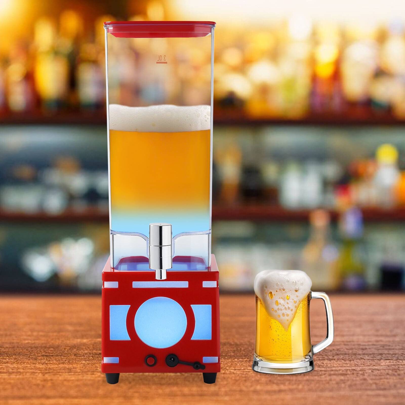 3L/100oz Beer Tower Dispenser, LED Color Flash Beverage Dispensers ...