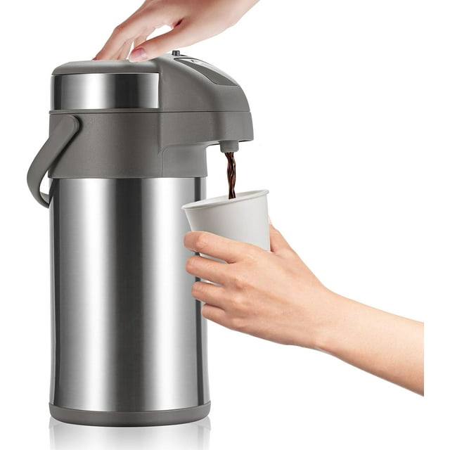 3L/101OZ Thermal Coffee Carafe with Pump, Thermal Beverage Dispenser ...
