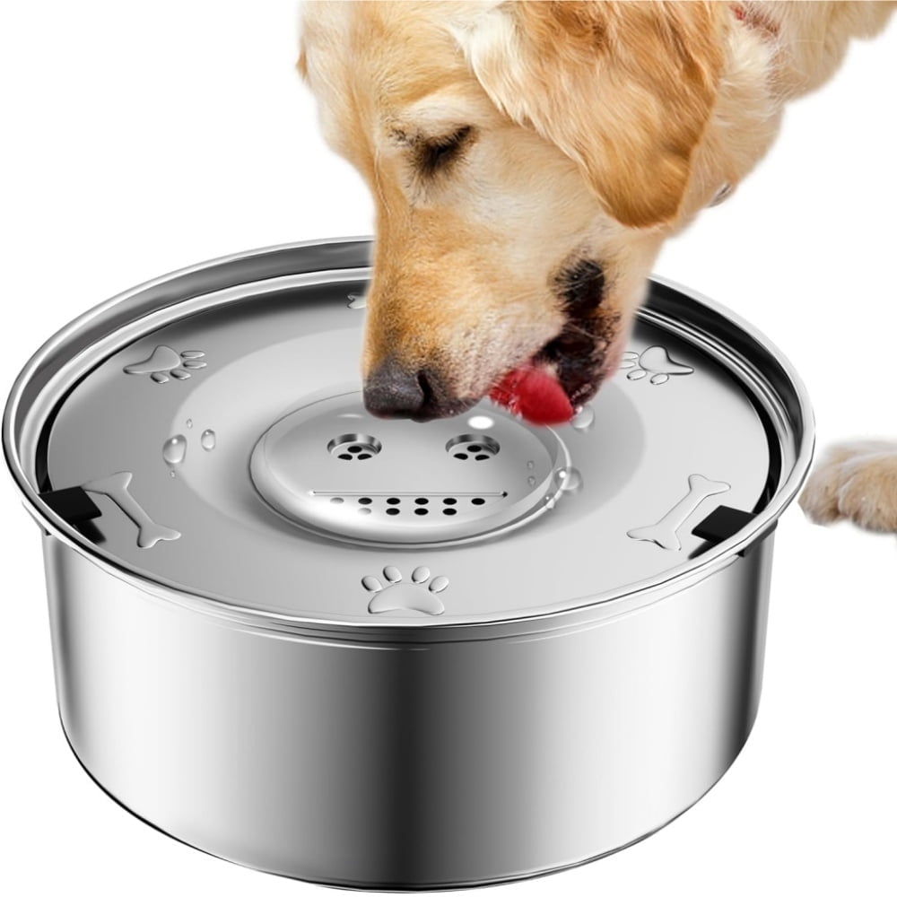 3L/101oz No Spill Water Bowl for Dogs,Slow Drinking 304 Stainless Steel ...