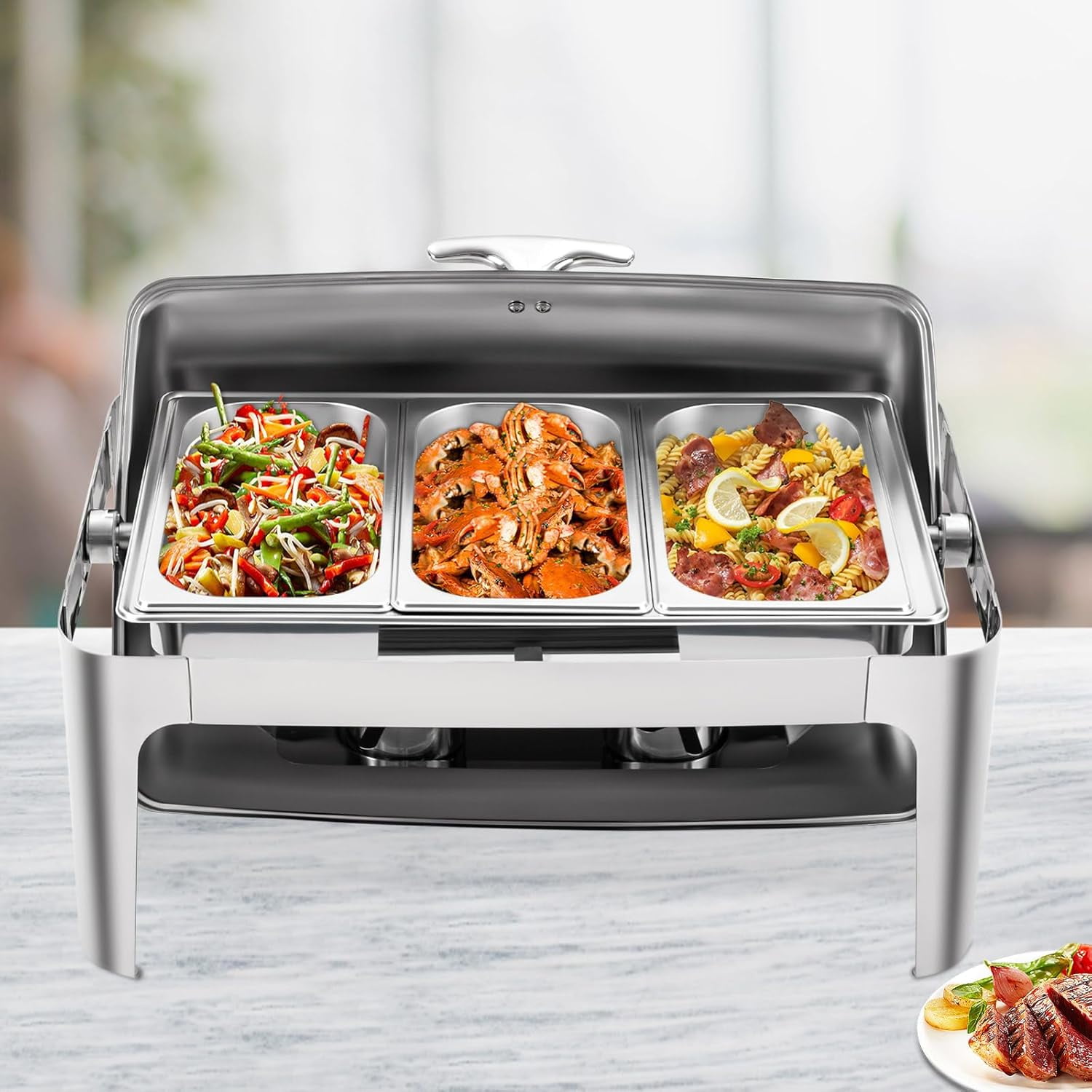 3L/3.17 Quart Buffet Set, Buffet Servers and Warmers, Stainless Steel ...