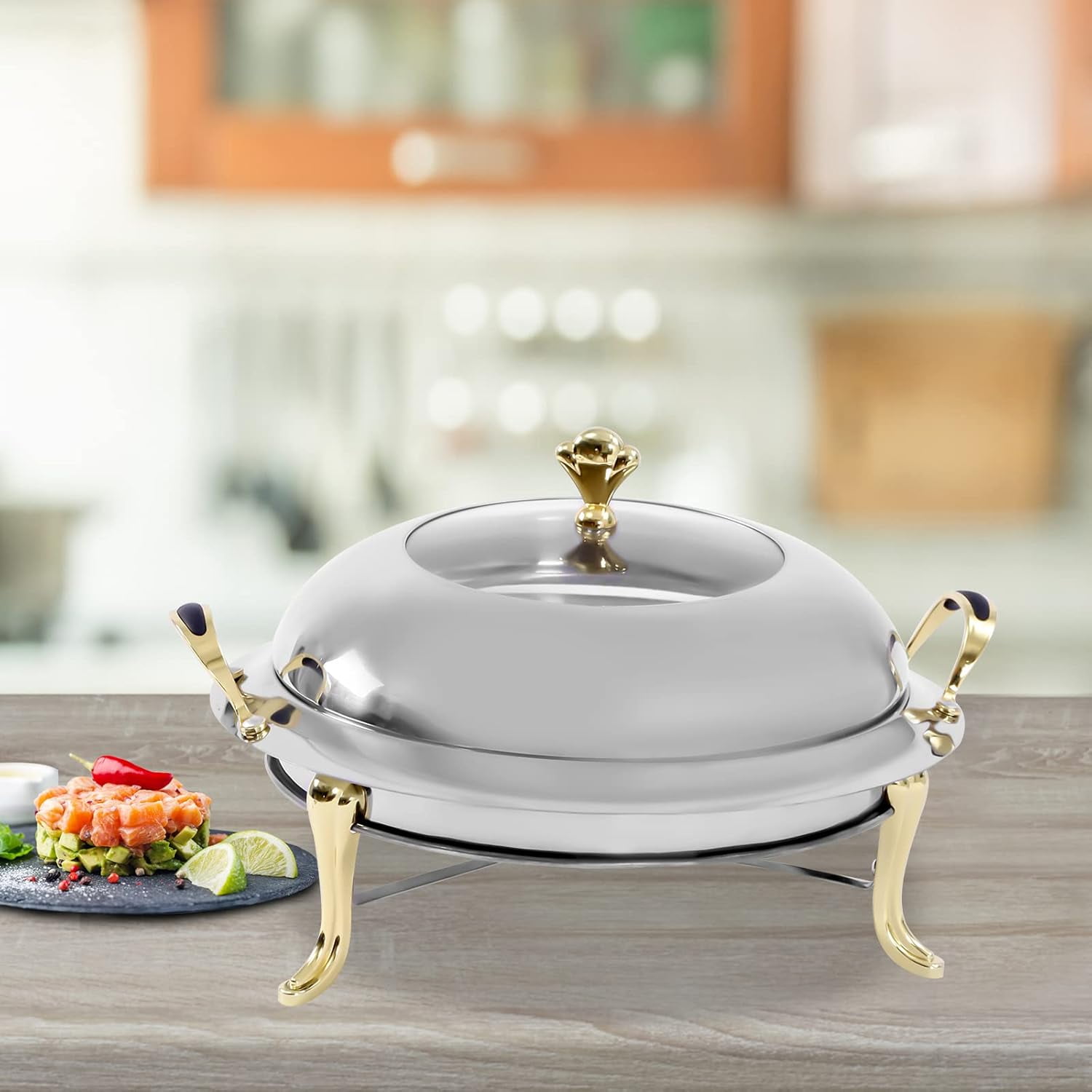 3L/3.17Qt Round Chafing Dish Stainless Steel Chafer Buffet Catering ...