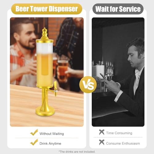 3L Beer Tower Dispenser 100 oz, Clear Beverage Tower Dispenser with Ice ...