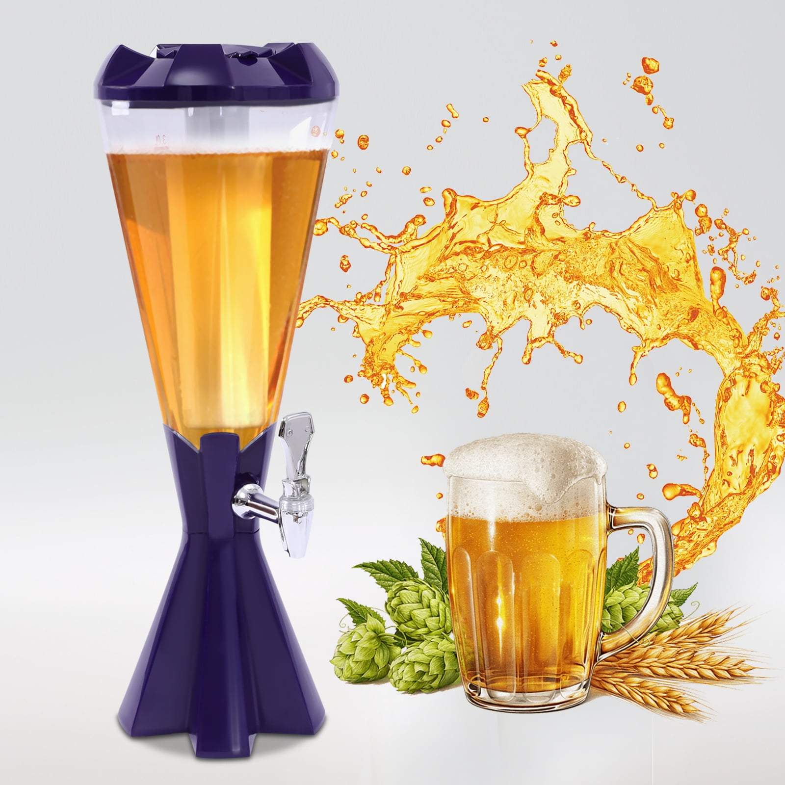 3L Beer Tower Dispenser with Ice Tube,Multi-Color Lighted Drink ...