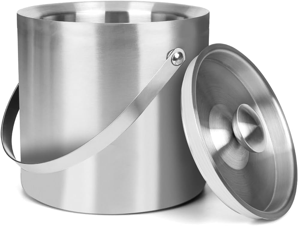 3L Double-Wall Insulated Stainless Steel Ice Bucket with scoop for ...