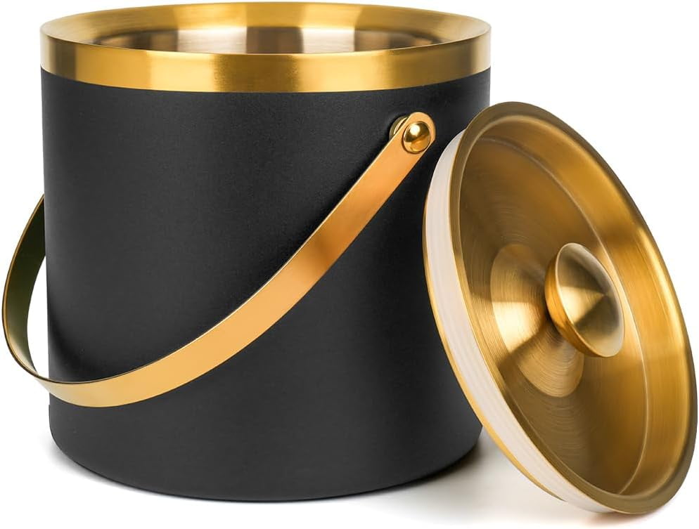 3L Double-Wall Insulated Stainless Steel Ice Bucket with scoop for ...