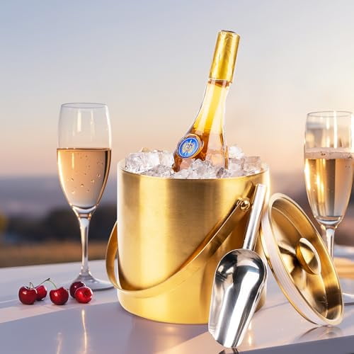 3L Double Wall Insulated Stainless Steel Ice Bucket with scoop ...