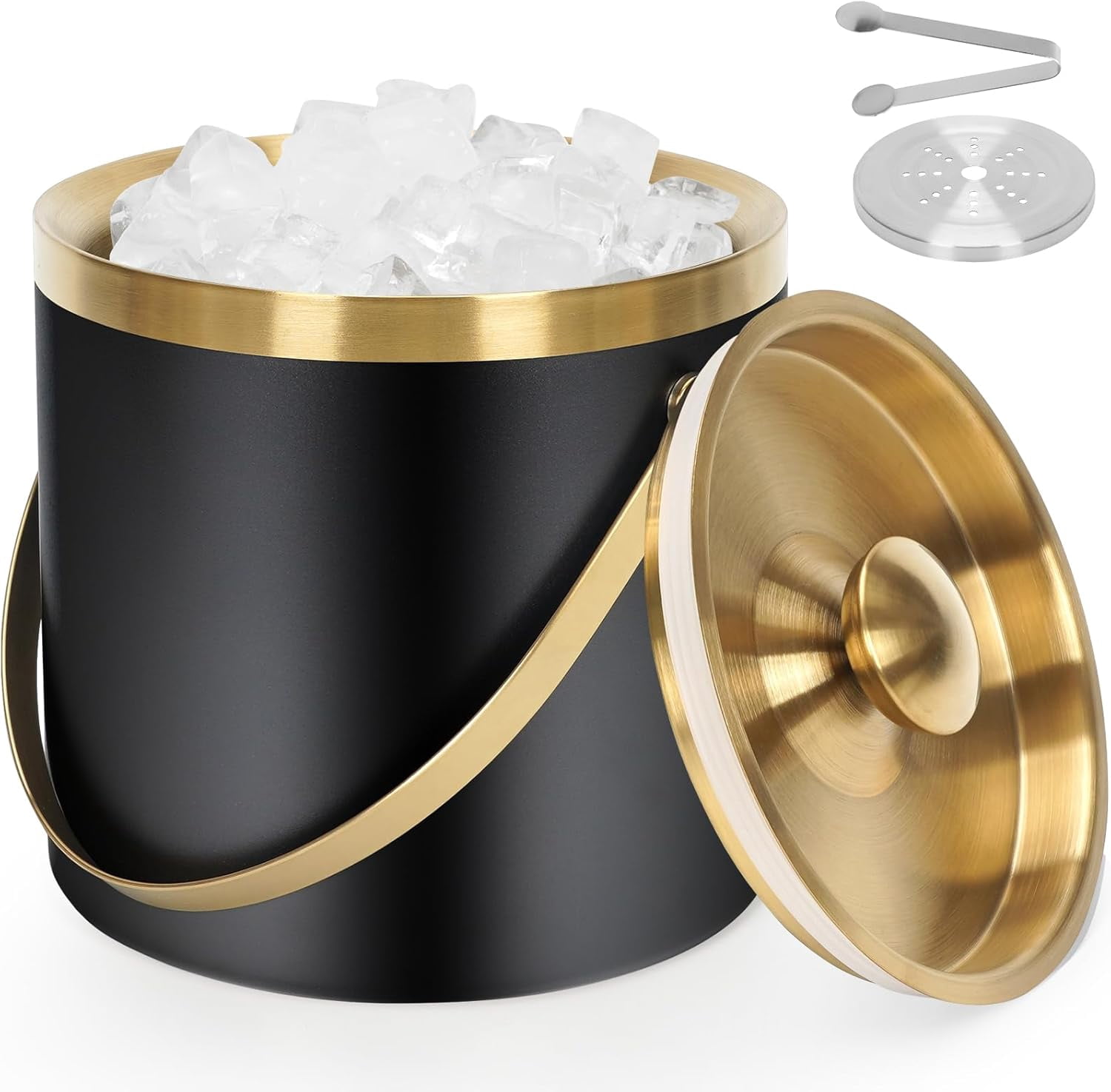 3L Double-Wall Vacuum Insulated Stainless Steel Ice Bucket with Lid ...