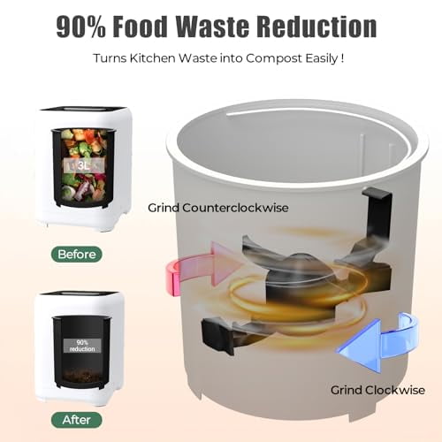 3L Electric Compost Bin Kitchen Composter Counter Top with 2 Detachable ...