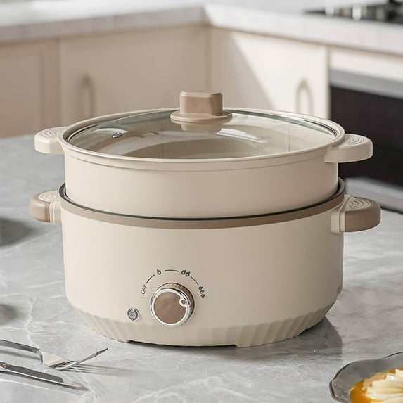 3L Electric Hot Pot Cooking with Steamer, Mini Non-Stick Frying Pan ...