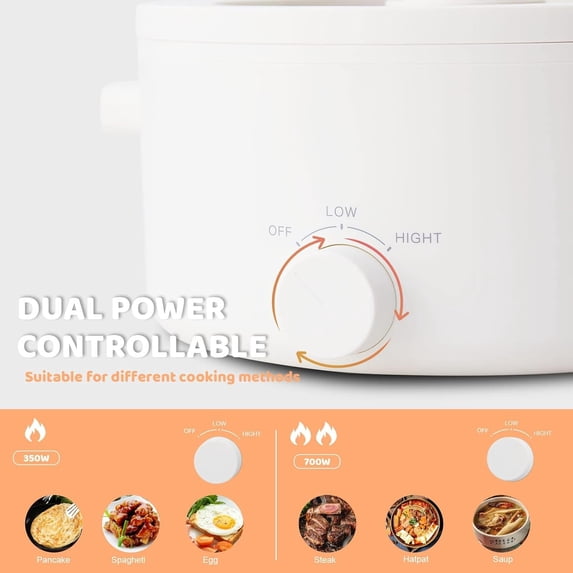 3L Electric Hot Pot with Ceramic Non-Stick Coating, Dual Power Multi ...