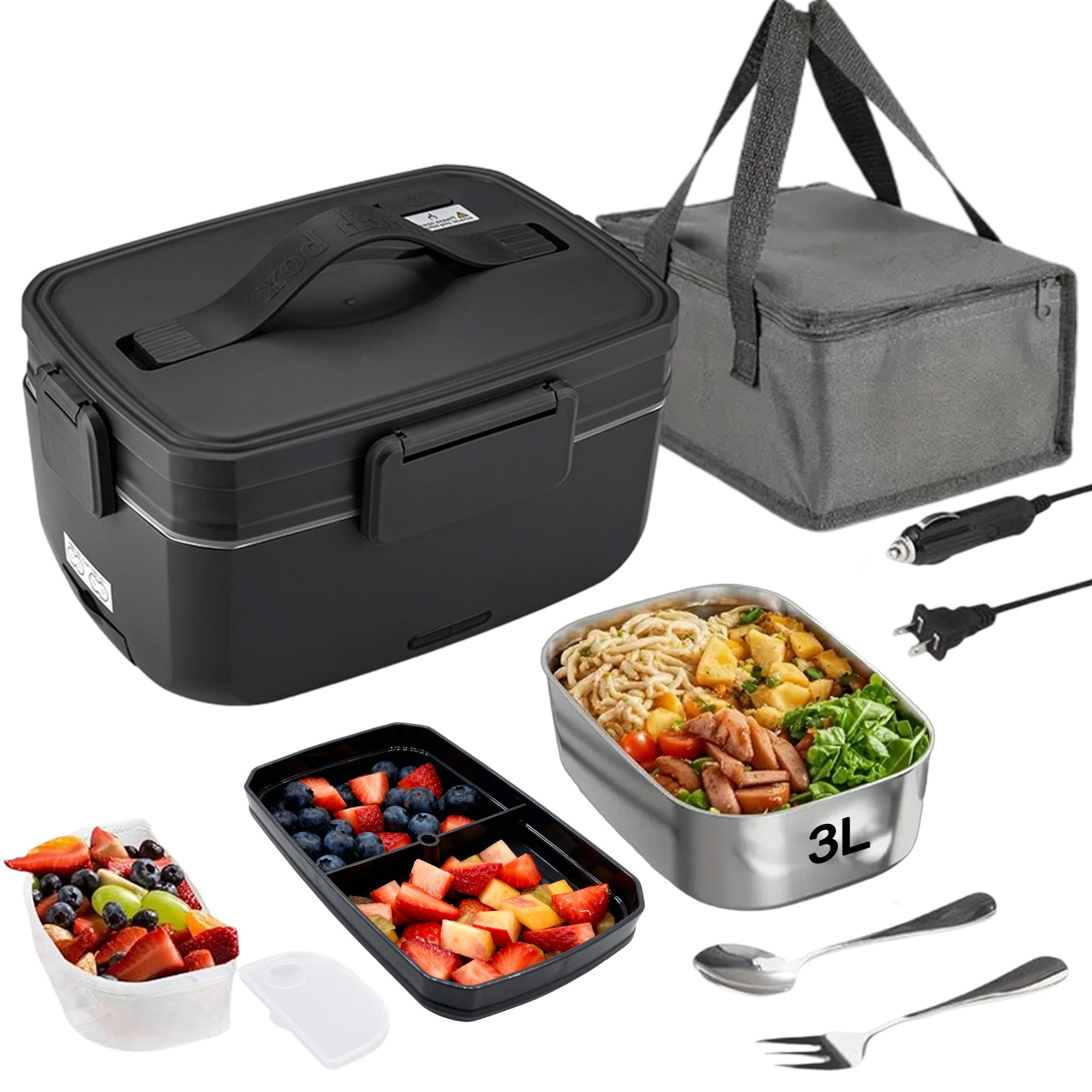 3L Electric Lunch Box for On-the-Go - Dual Power, Food Grade, Leak ...