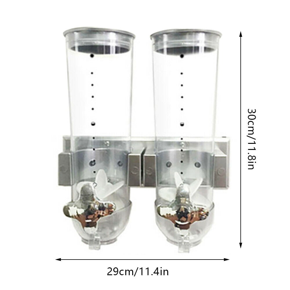 3L Kitchen Cereal Dispenser Wall Mount Double Dry Food Dispenser Cereal ...