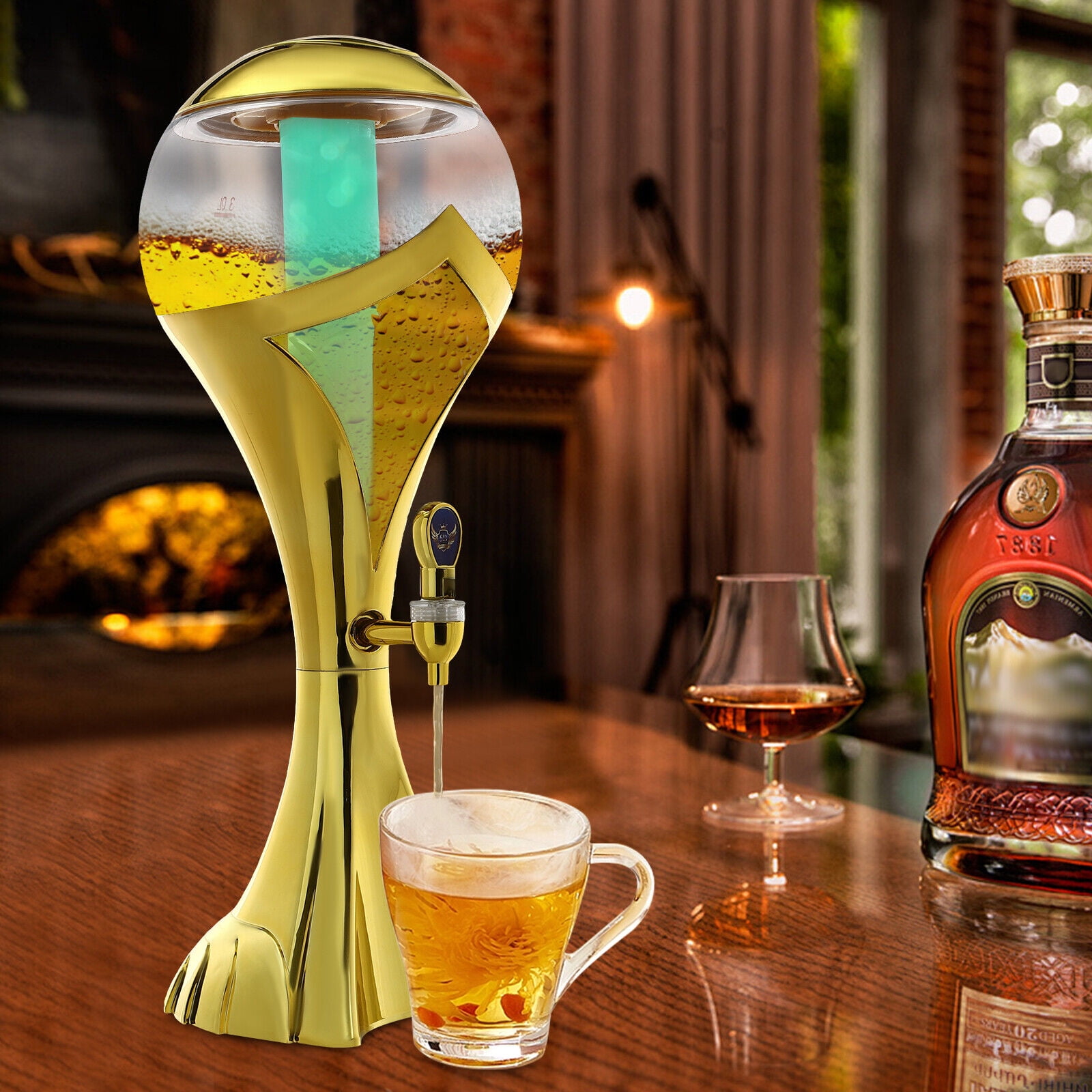 3L Sphere Beverage Dispenser Wine Dispenser W/ LED Light+Ice Tube for ...
