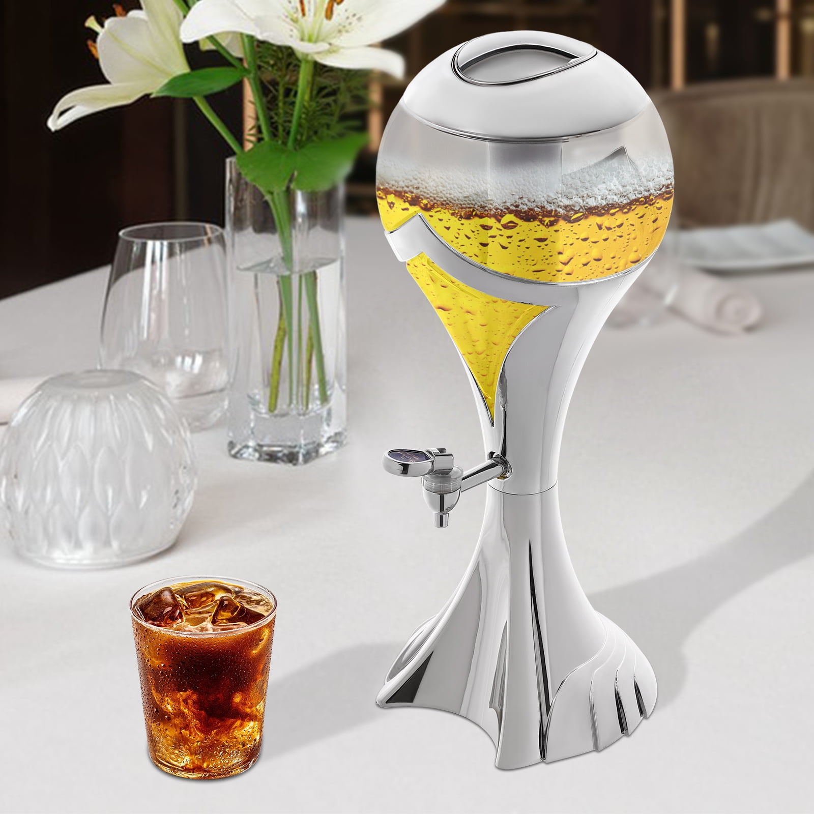 3L Sphere Wine Dispenser, Clear Beverage Dispenser with Built-in Ice ...