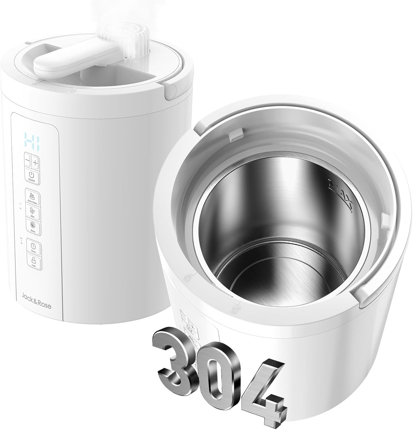 3L Stainless Steel Humidifier for Bedroom, Warm Mist Humidifiers Easy ...